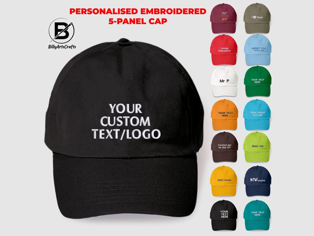 Personalized Embroidered Hats, Custom Text or Logo Baseball Hats, Your ...