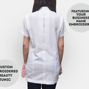 Custom Embroidered Beauty Tunic With Logo or Text, Personalised Salon ...