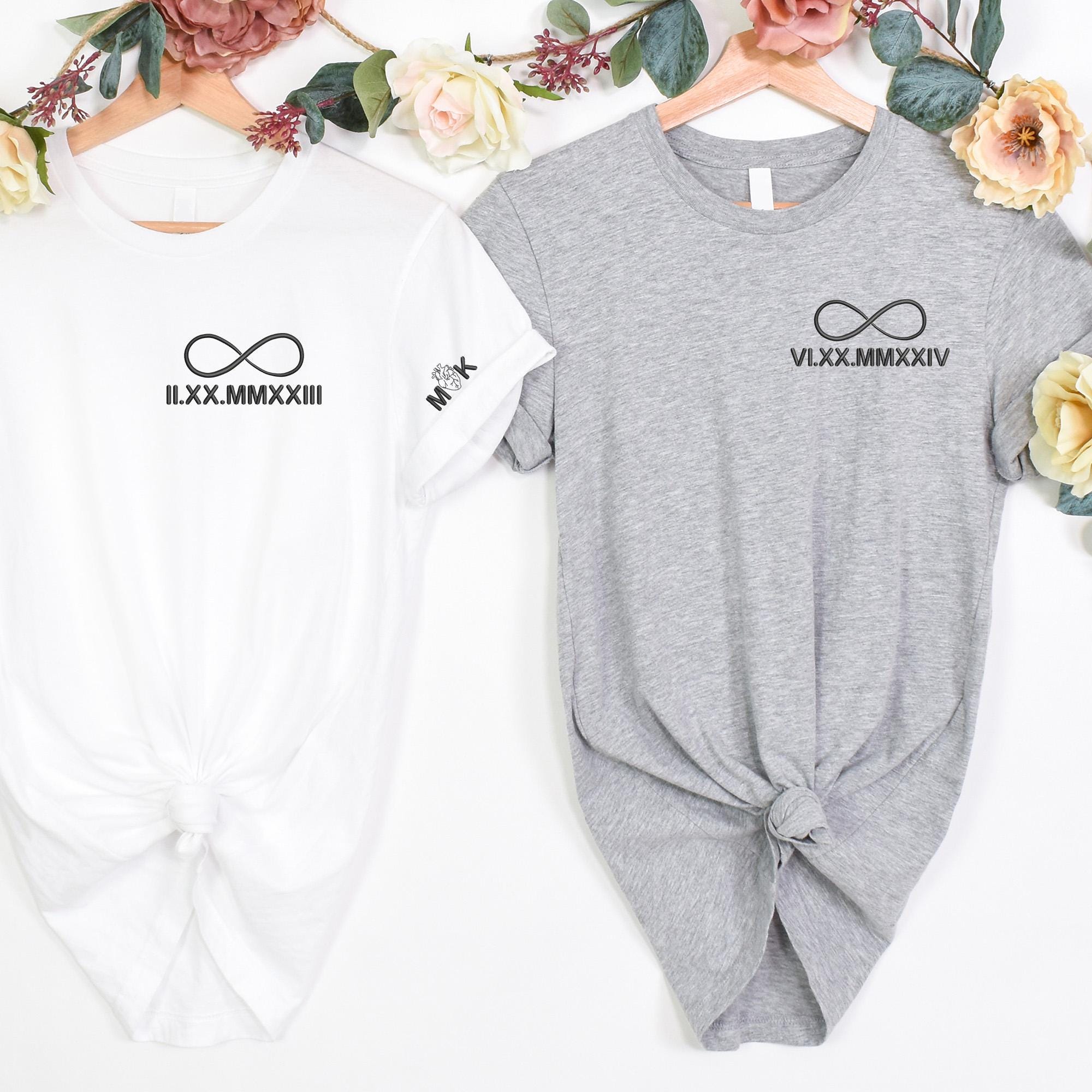 Embroidered Infinity Symbol Shirt, Personalised Roman Numeral Date ...