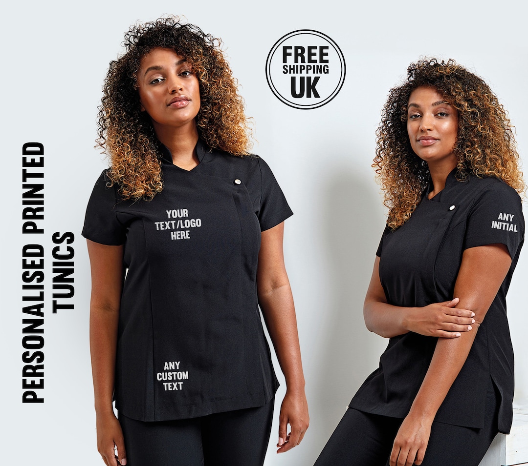 Custom Barbers Salon Tunic-personalised Logo With Text Printed Tunics ...