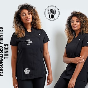 Custom Barbers Salon Tunic-personalised Logo With Text Printed Tunics ...