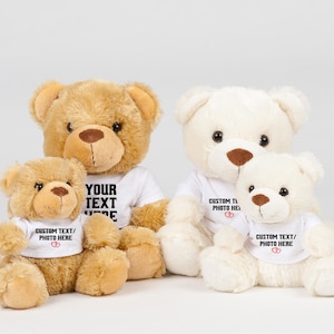 Personalised Teddy Bear, Custom Photo/text Printed Teddy Bear Shirt ...