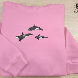Embroidered Trio Orca Hoodie-killer Whale Orca Design Sweatshirt ...