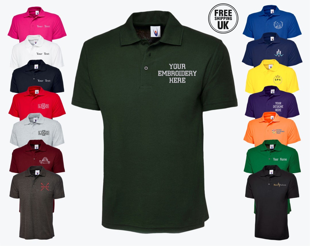 Personalised Text or Logo Polo Shirts, Embroidered Digitized Company ...