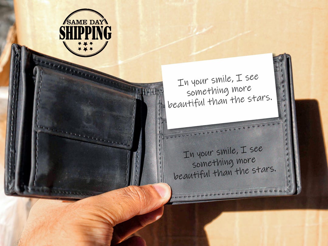 Personalised Engraved Leather Men Wallet, Monogram Name/text Bifold ...