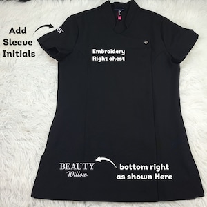 Custom Embroidered Beauty Tunic With Logo or Text, Personalised Salon ...