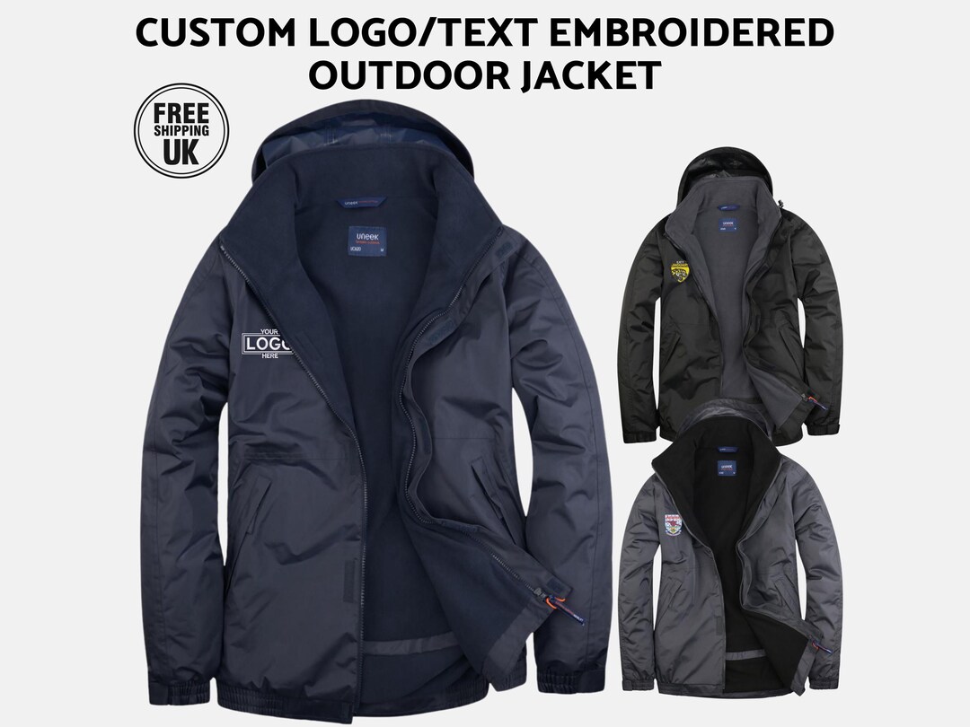 Custom Embroidered Text/logo Jacket. Personalised Monogram Full Zip ...