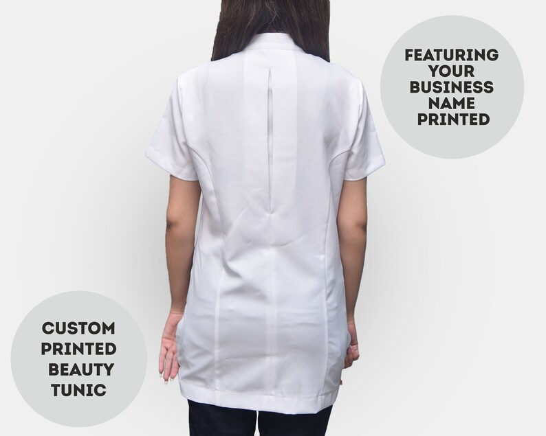 Custom Barbers Salon Tunic-personalised Logo With Text Printed Tunics ...