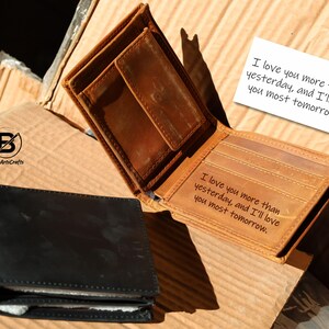 Personalised Engraved Leather Men Wallet, Monogram Name/text Bifold ...