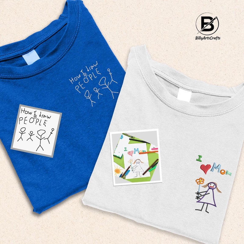 Child Drawing Embroidered - Etsy