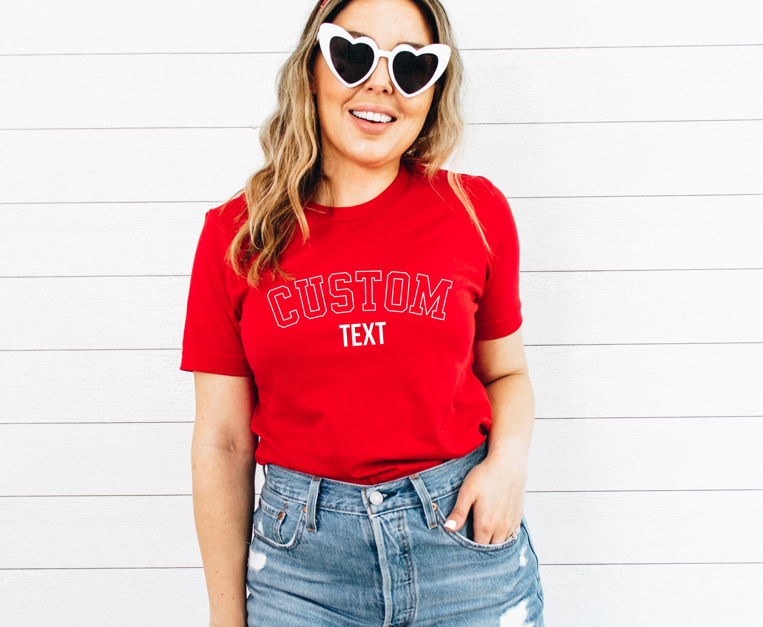Personalised Text Printed Shirt, Custom Double Text T-shirt, Comfy ...