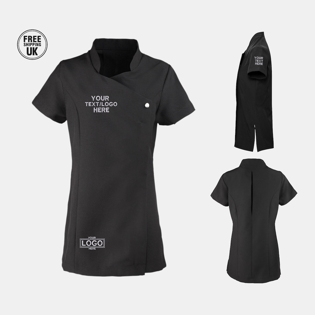 Custom Embroidered Beauty Tunic-personalised Logo or Text Blossom Short ...