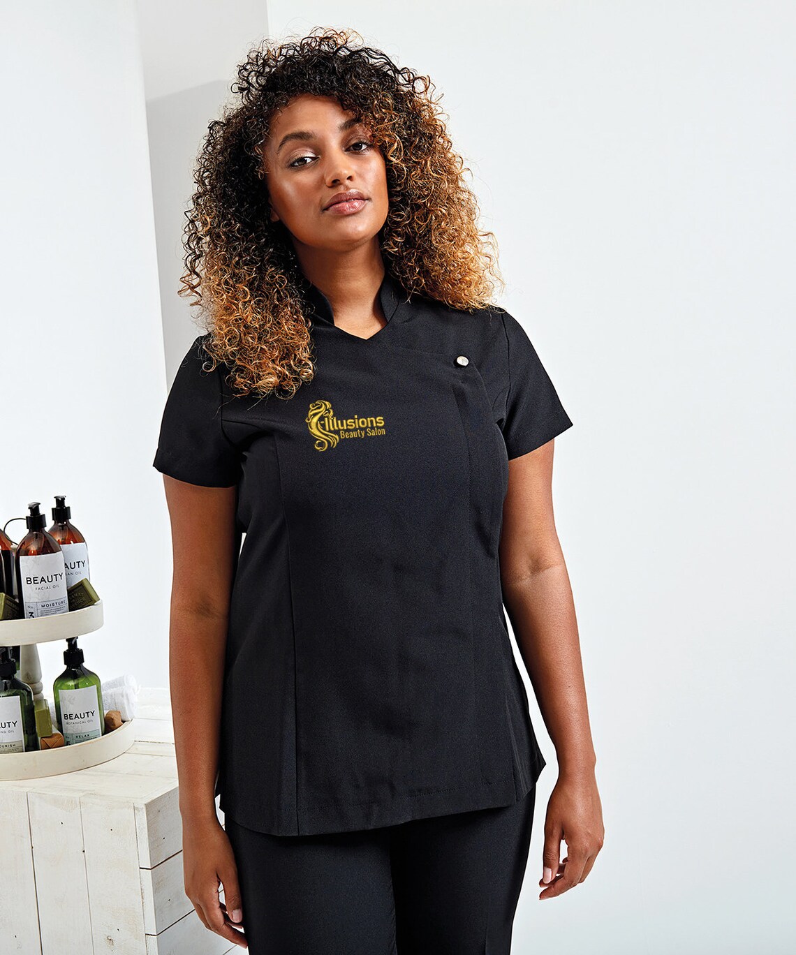 Custom Embroidered Beauty Tunic-personalised Logo or Text Blossom Short ...