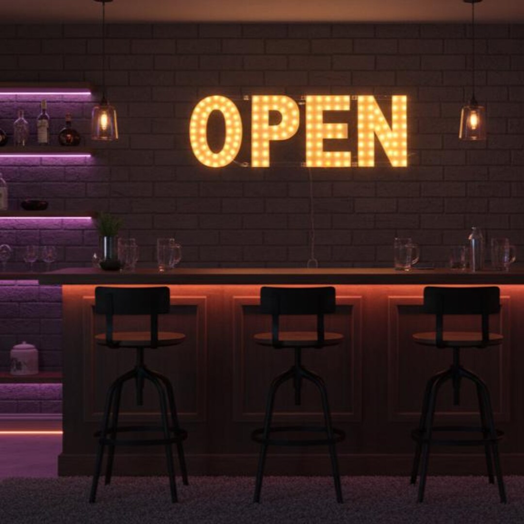 Custom Open Sign Marquee Light Sign:shop Store Business Open Door ...