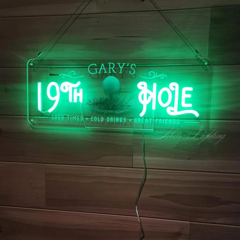 19th Hole Sign Home Bar Decor Personalized Golf Wall Decor Simulator ...