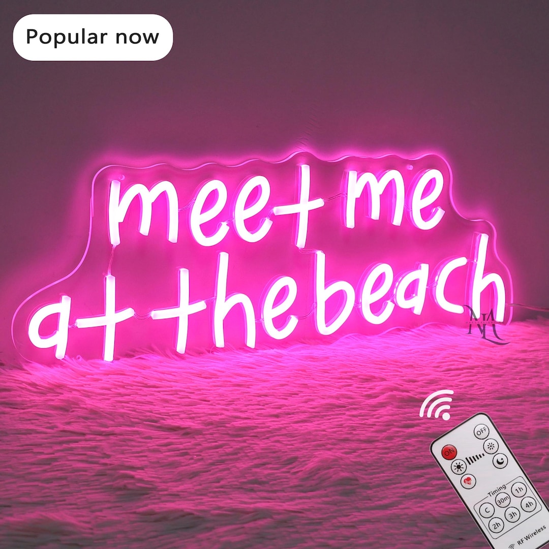 Meet Me at the Beach Neon Sign,bedroom Wall Hanging,handmade Led Sign ...