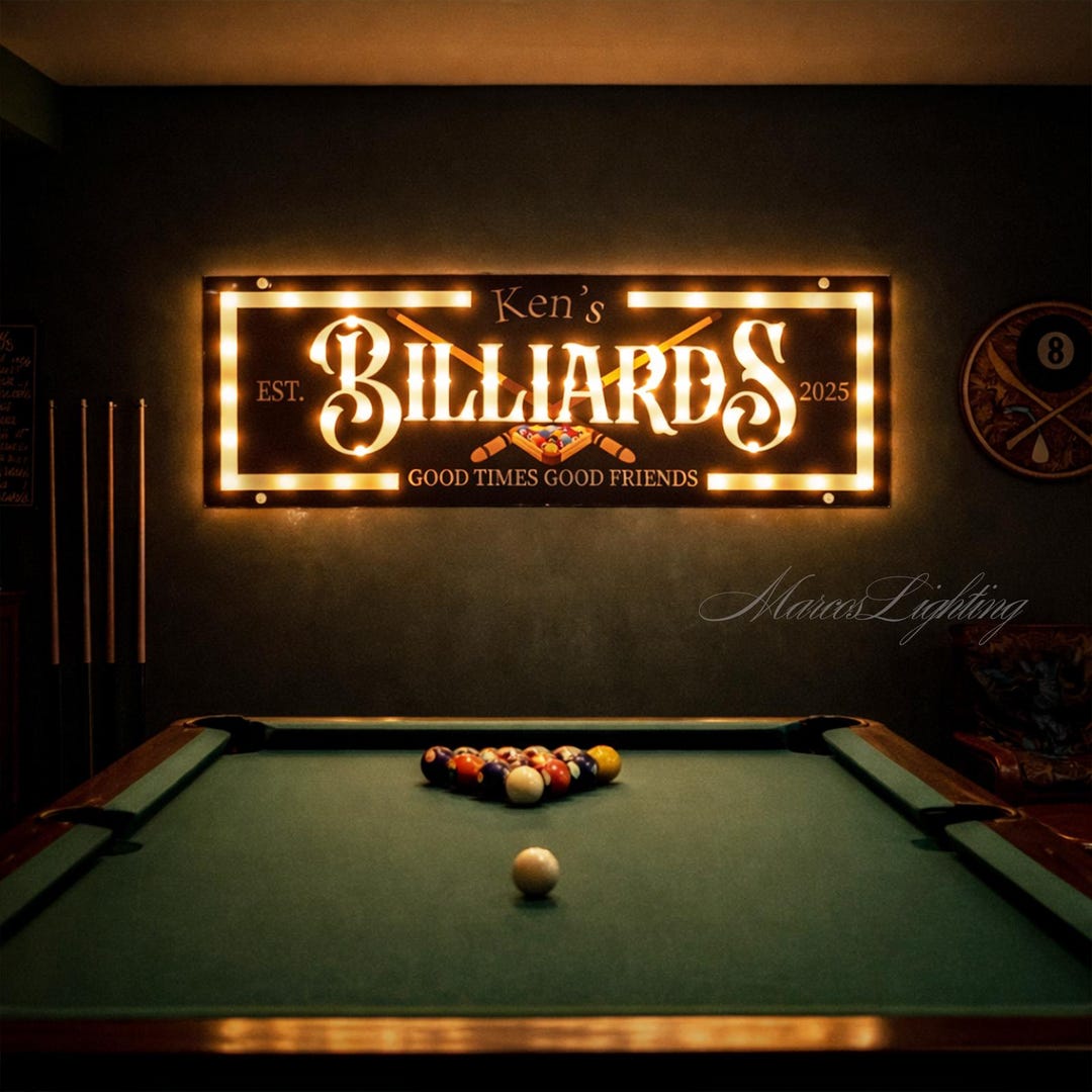 Personalized Billiards Marquee Led Light Sign,home Game Pool Room Deocr ...