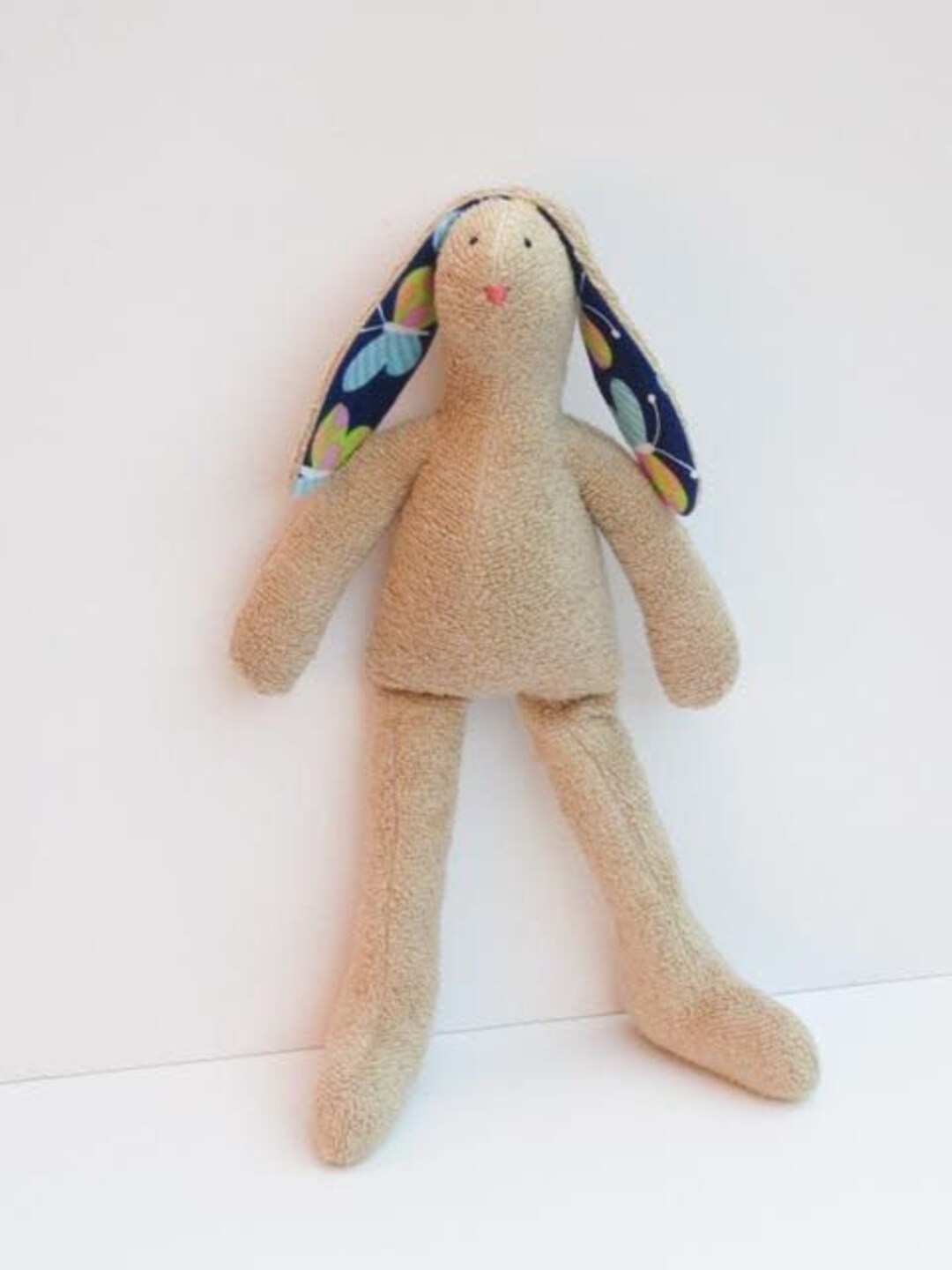 Stuffed Bunny Soft Terry Cloth Rabbit Toy Beige Softie Plush Bunny Doll ...