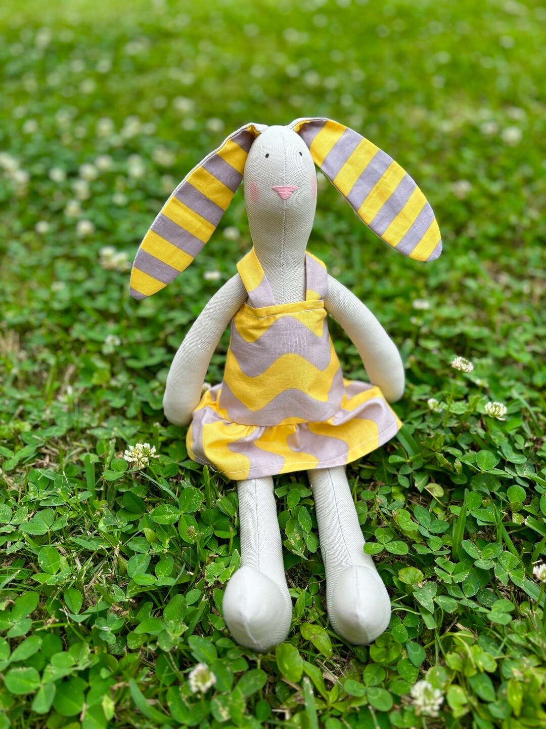 Rabbit Doll Gray Bunny Toy Mustard Easter Bunny Stuffed Bunny Rabbit ...
