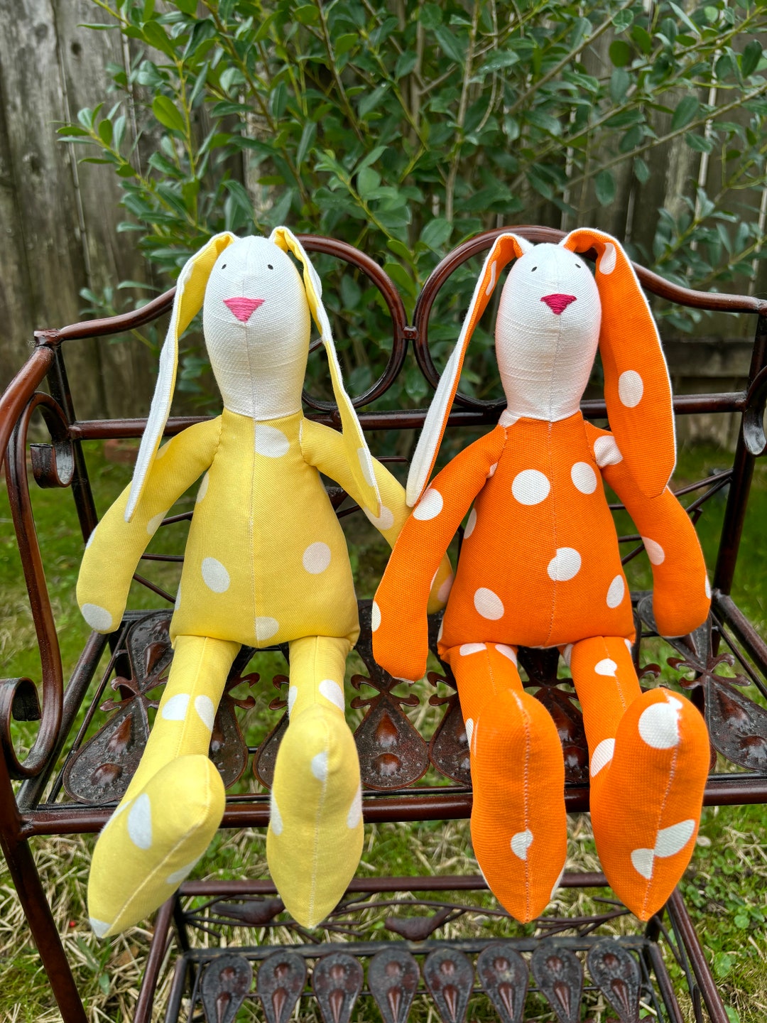 Stuffed Bunny Toy Yellow Orange Polka Dot Easter Bunny Bunny Rabbit ...
