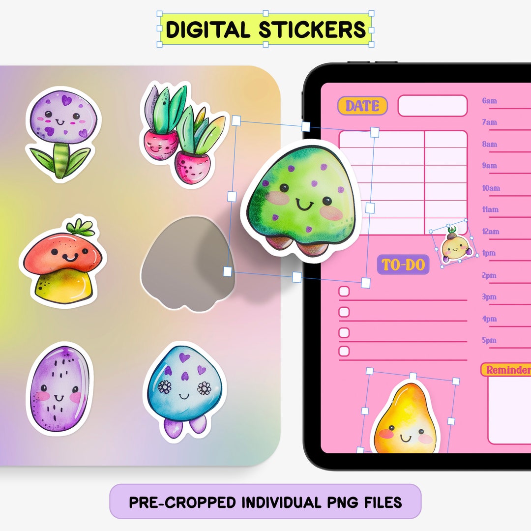 Digital Fruit Stickers, Pastel Food Printable, Cute Kawaii Download ...