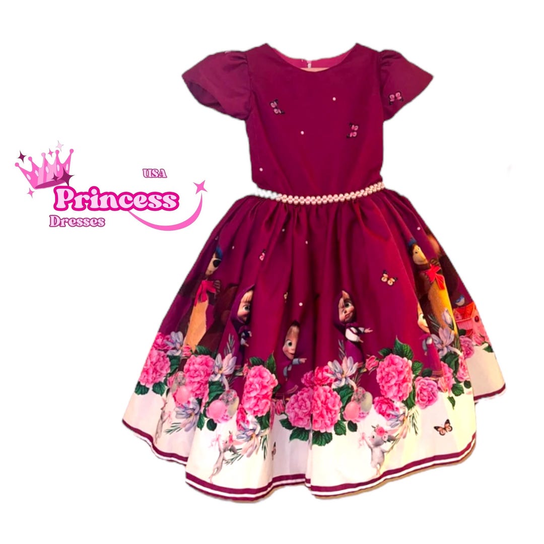 Masha Dress, Masha and the Bear Birthday Outfit, Masha Costume, Toddler ...