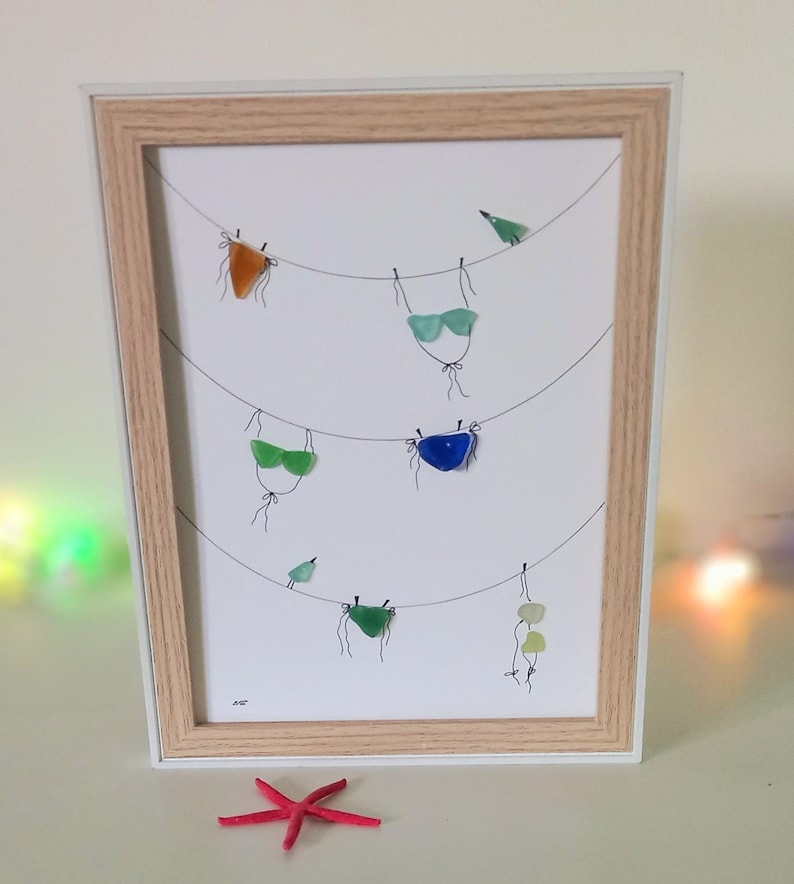 Sea Glass Swimsuit Art – Clothesline Beach Decor – Mediterranean Sea ...
