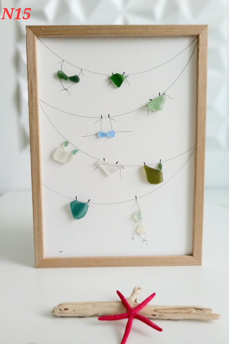Sea Glass Swimsuit Art – Clothesline Beach Decor – Mediterranean Sea ...