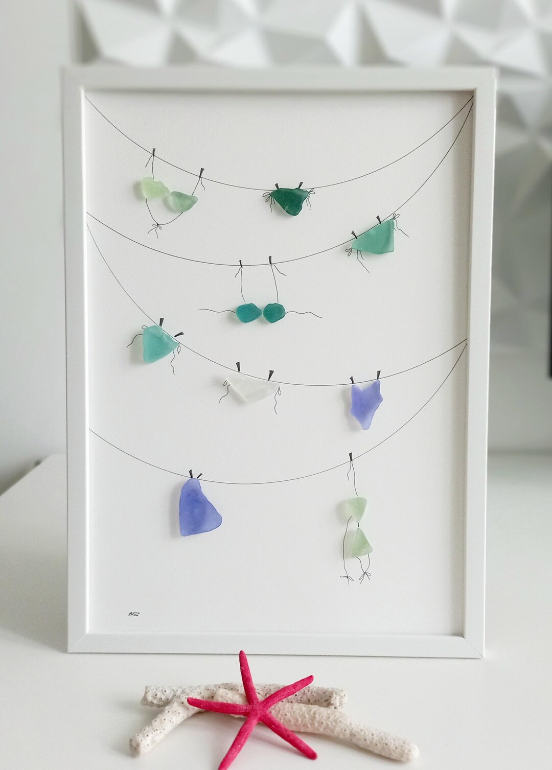 Sea Glass Swimsuit Art – Clothesline Beach Decor – Mediterranean Sea ...
