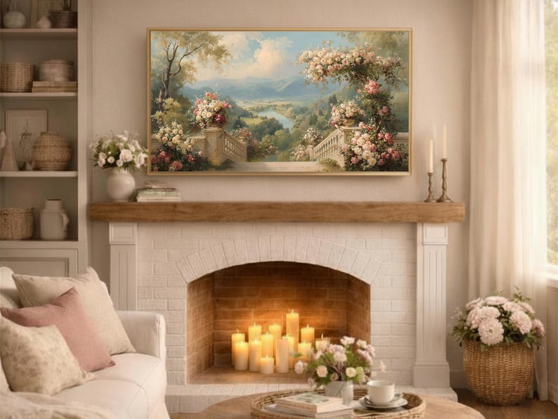 Frame TV Art Cottagecore Floral Landscape Vintage Rose Garden | Samsung ...
