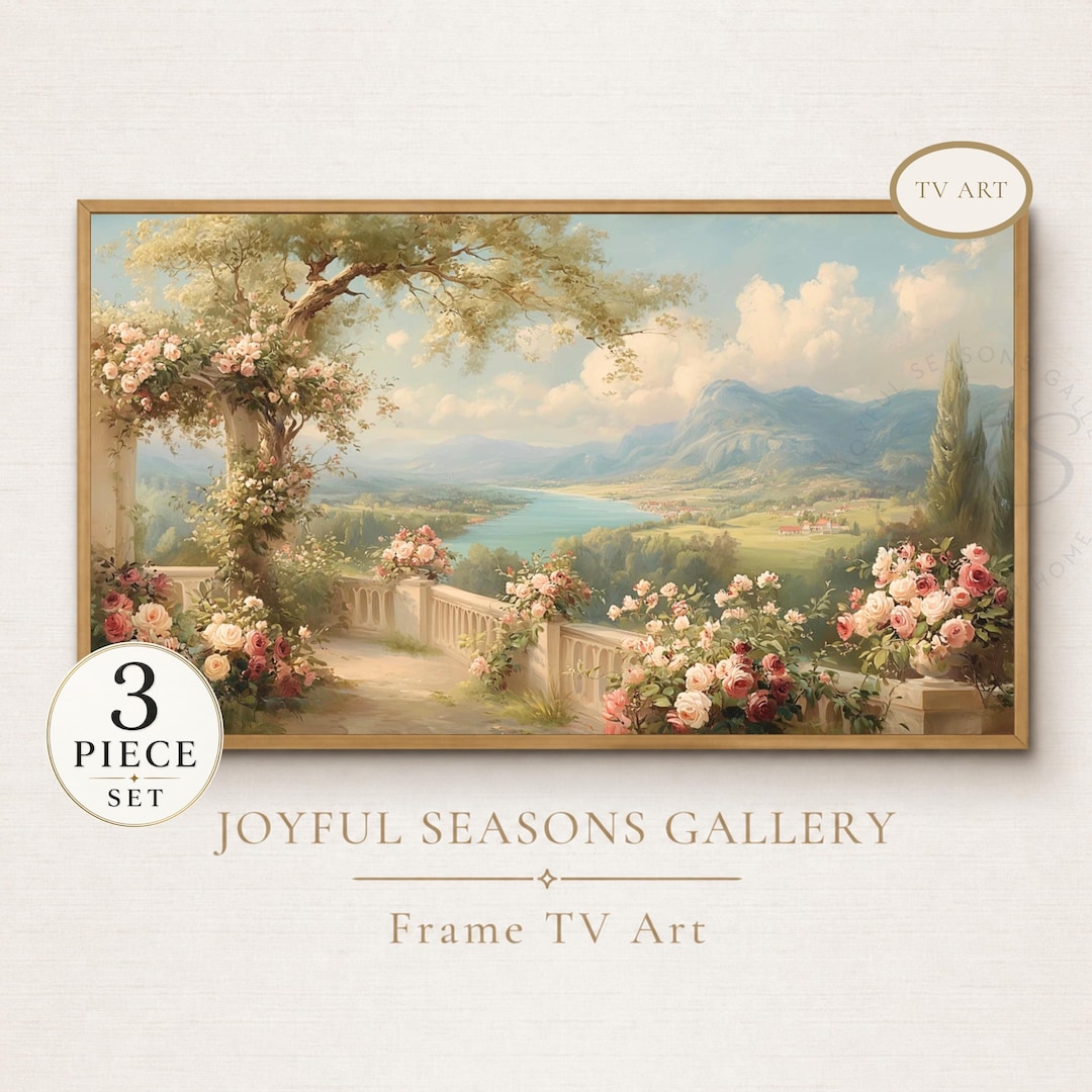 Frame TV Art Cottagecore Floral Landscape Vintage Rose Garden | Samsung ...