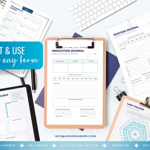 ADHD Planner Printable | Undated 2024 2025 Calendar Monday & Sunday ...