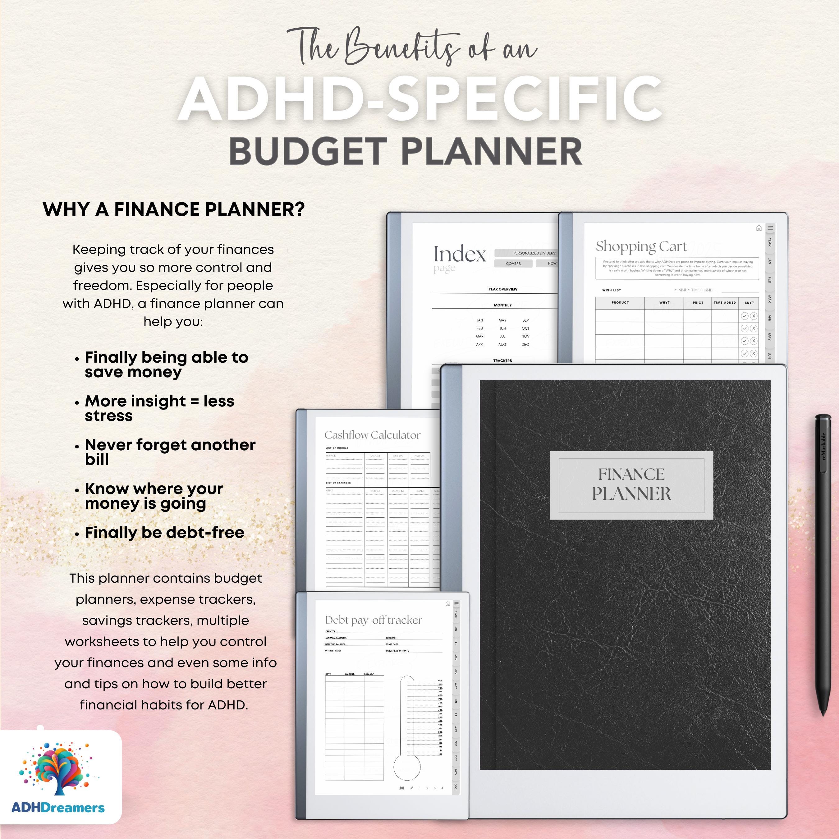 Finance Planner for Remarkable 2 | ADHD Budget Template, Monthly Budget ...