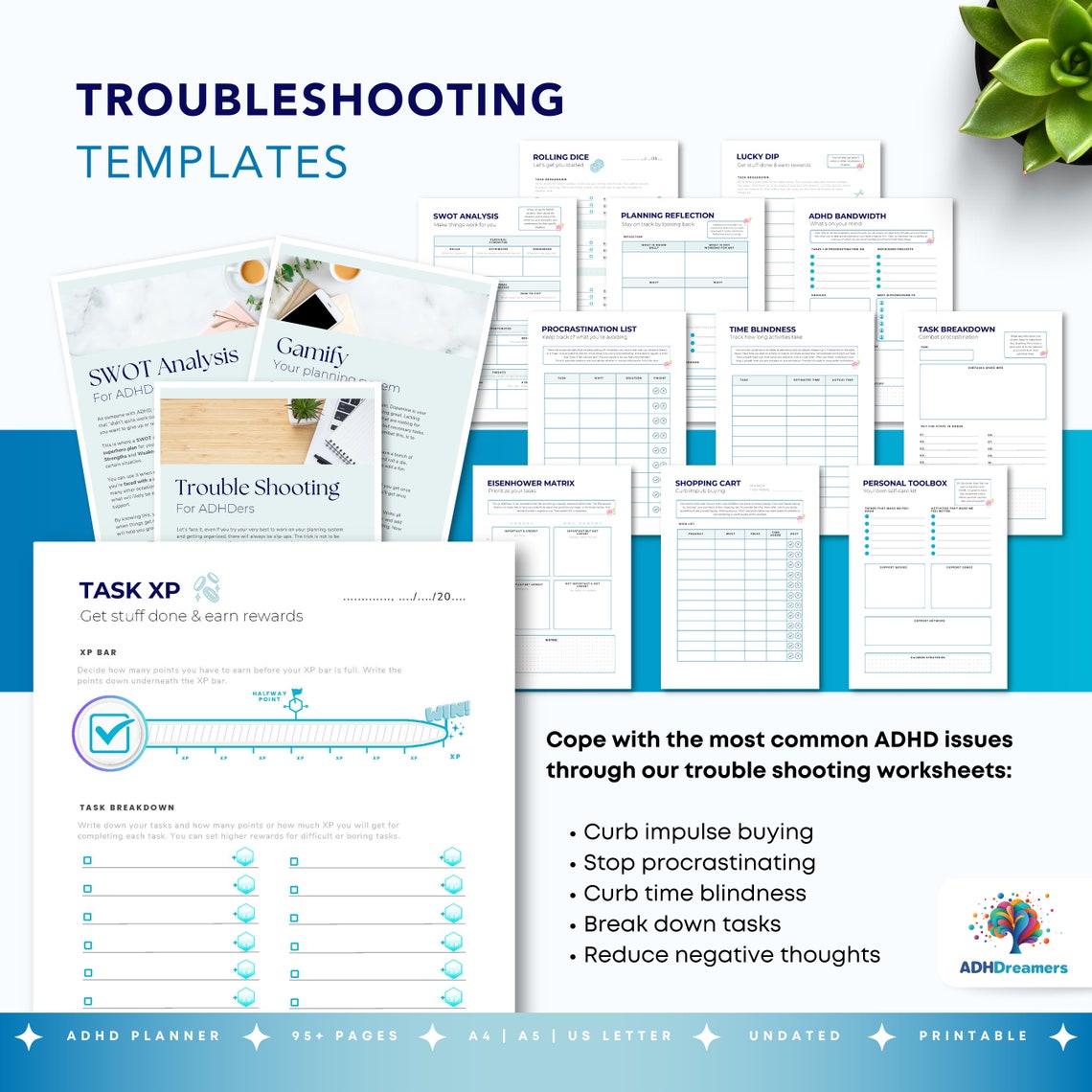 ADHD Planner Printable | Undated 2024 2025 Calendar Monday & Sunday ...