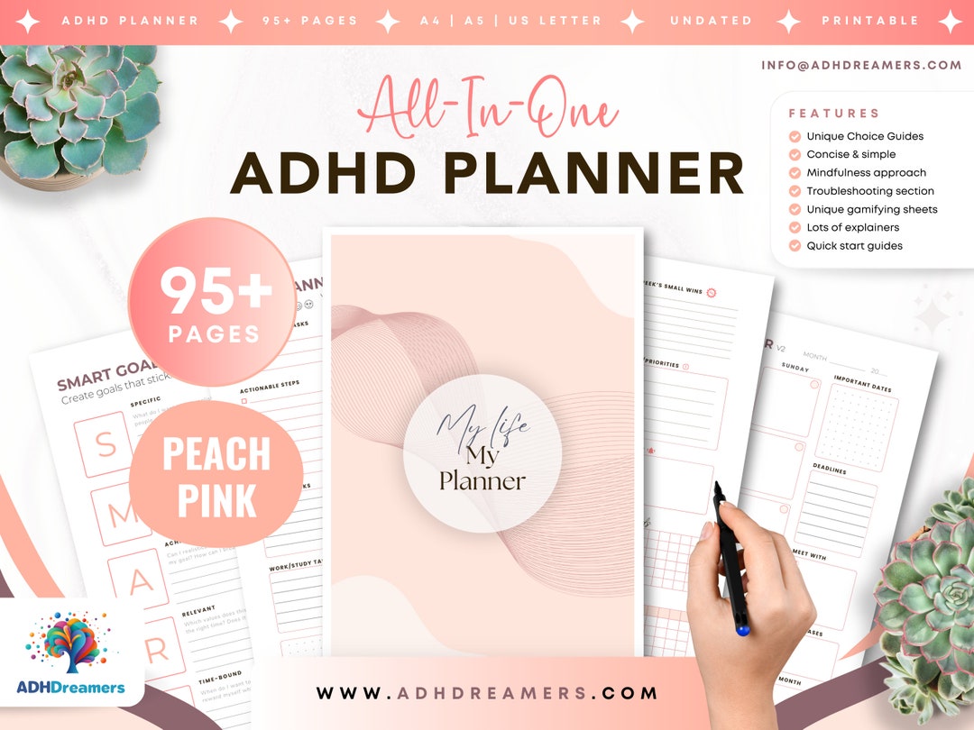 ADHD Planner Printable – Pink Undated Daily Life Planner for Adults ...