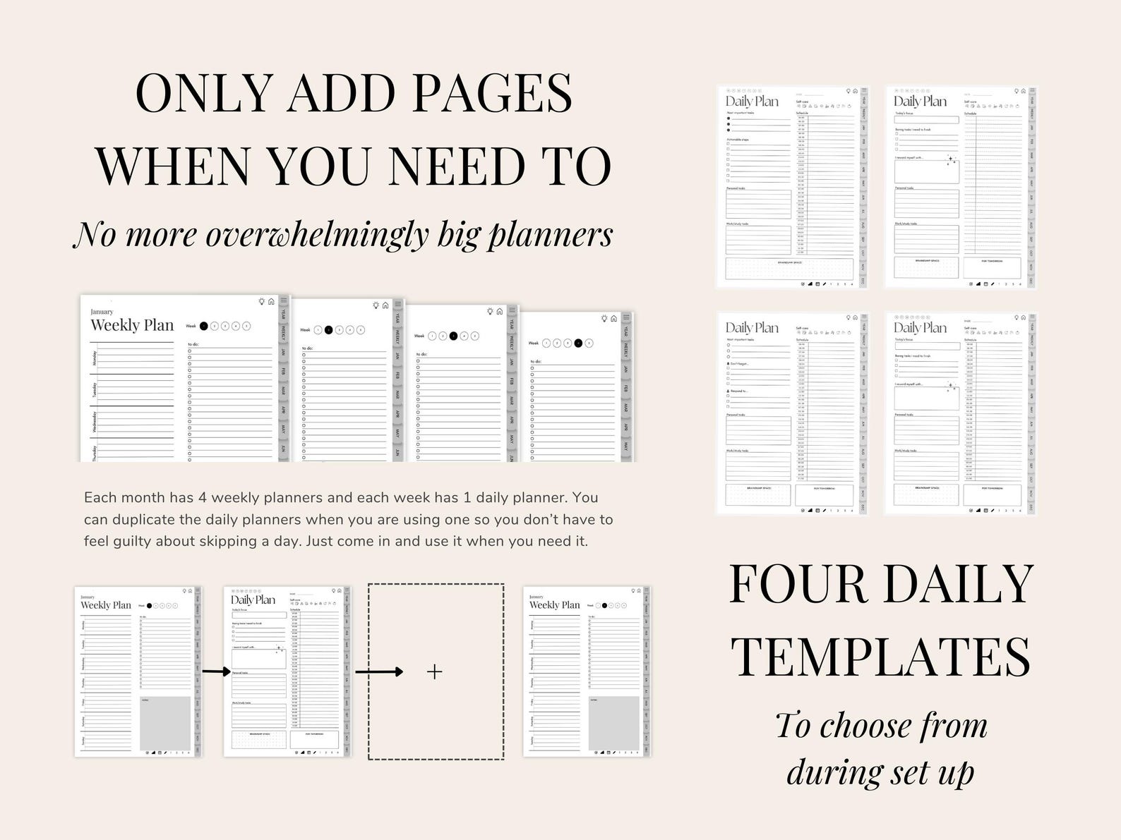 Simple Planner for Remarkable 2, Templates for Paper Pro, Undated ...
