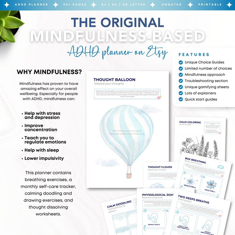 ADHD Planner Printable | Undated 2024 2025 Calendar Monday & Sunday ...