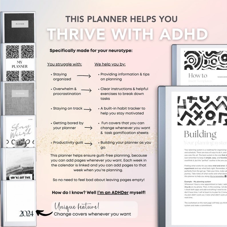 ADHD Template for Remarkable 2 Undated Yearly, Monthly, Weekly, and ...