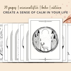 Coloring Book Boho Nature Mental Health Coloring Sheet Minimalist ...