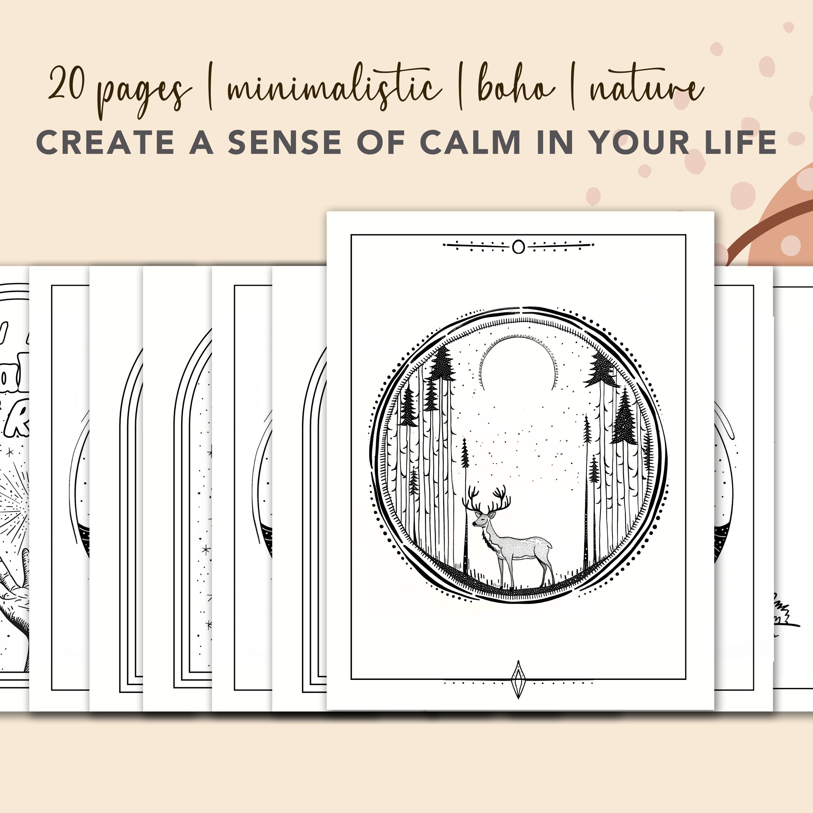 Mental Health Coloring Pages Minimalist Boho Anxiety Relief Therapy Art ...