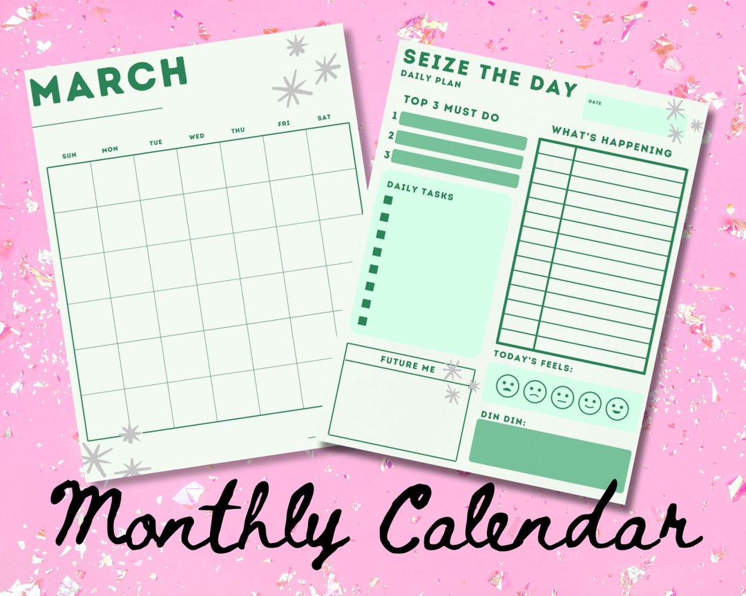 March Planner Monthly/calendar/ Digital Print /download Printable ...