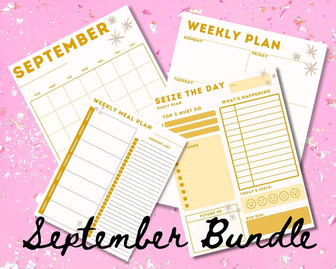 September Calendar Bundle/ September Planner Insert/ Planner Insert ...