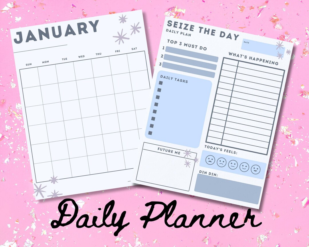 January Daily Planner/calendar/ Digital Print /daily Plan/daily Layout ...