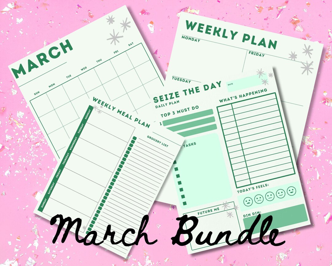 March Calendar Bundle/ March Planner Insert/ Planner Insert/ March ...