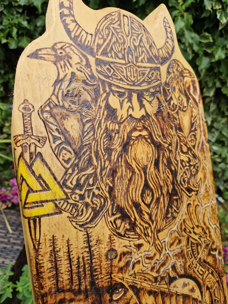 Viking Throne Stargazer Pyrography Unique Odin Fenrir Wolf Longboat ...