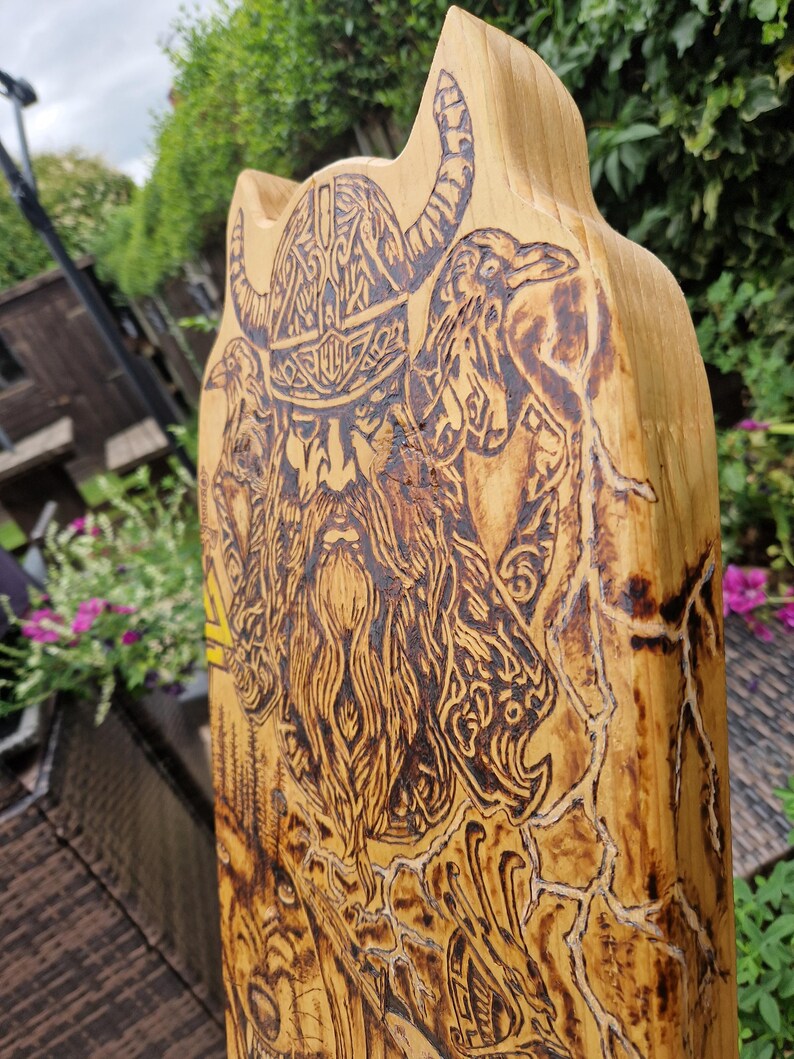 Viking Throne Stargazer Pyrography Unique Odin Fenrir Wolf Longboat ...