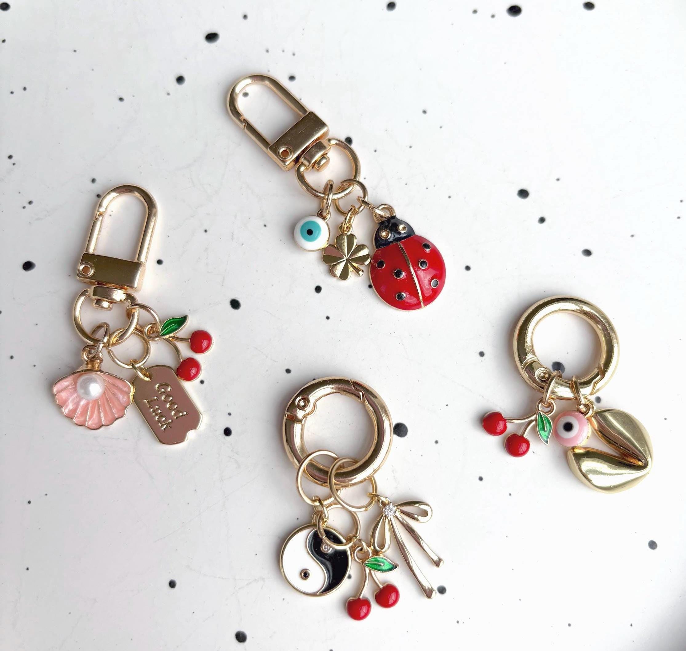 Lucky Charm Keychain - CUSTOM/PERSONALIZED, Bag Charm, Gold, Luck, Bag ...