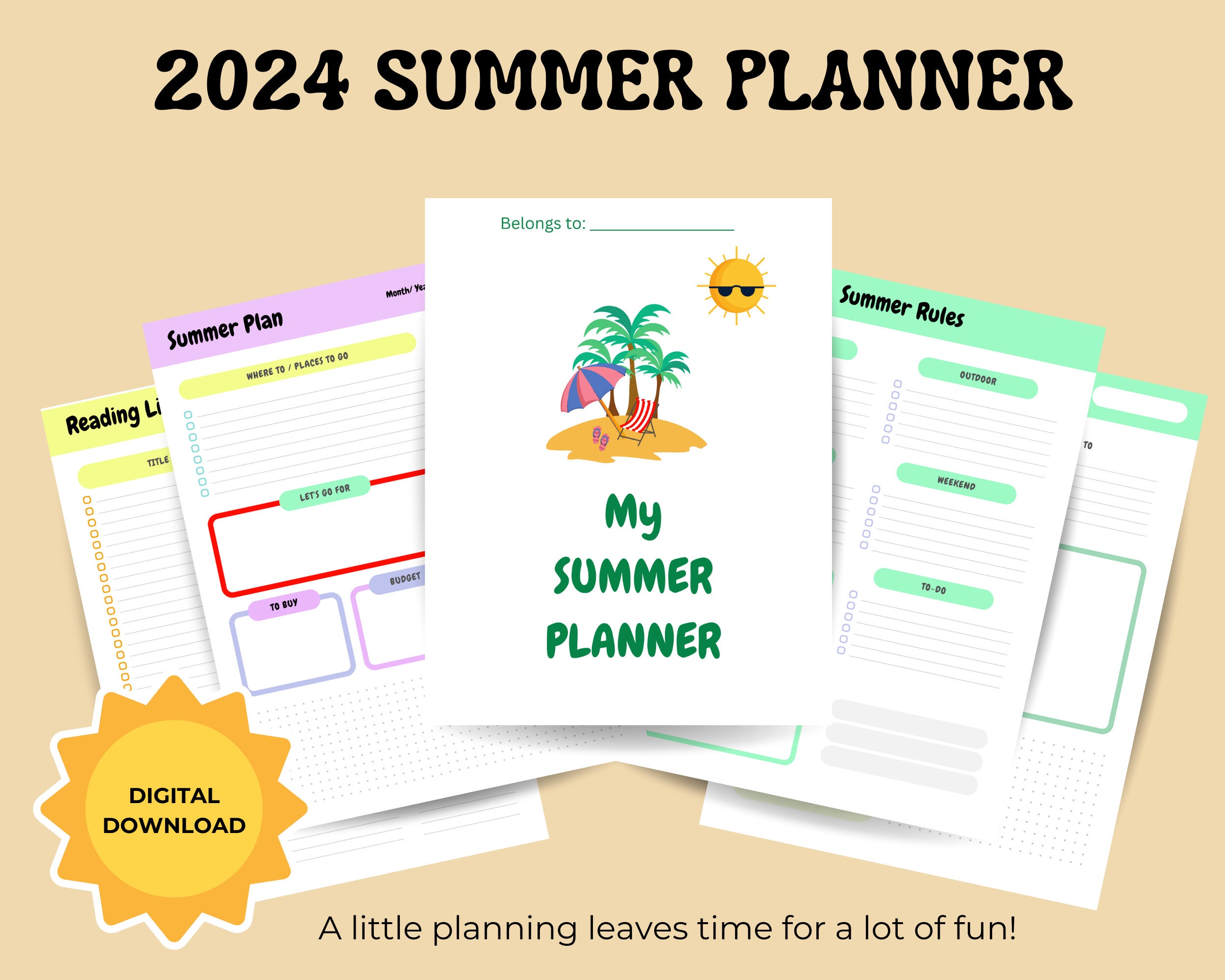 My Summer Planner a Digital Download Printable - Etsy