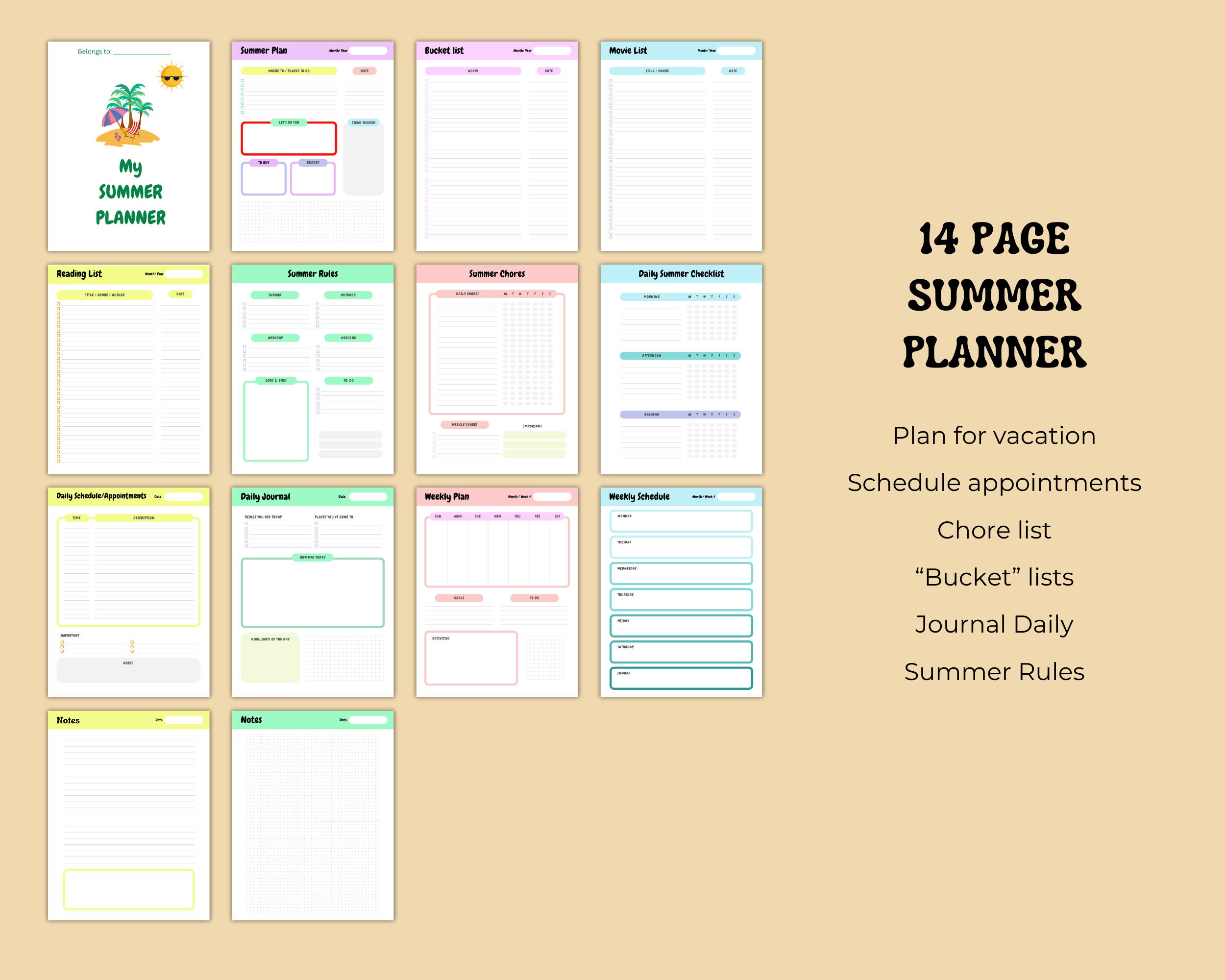 My Summer Planner a Digital Download Printable - Etsy