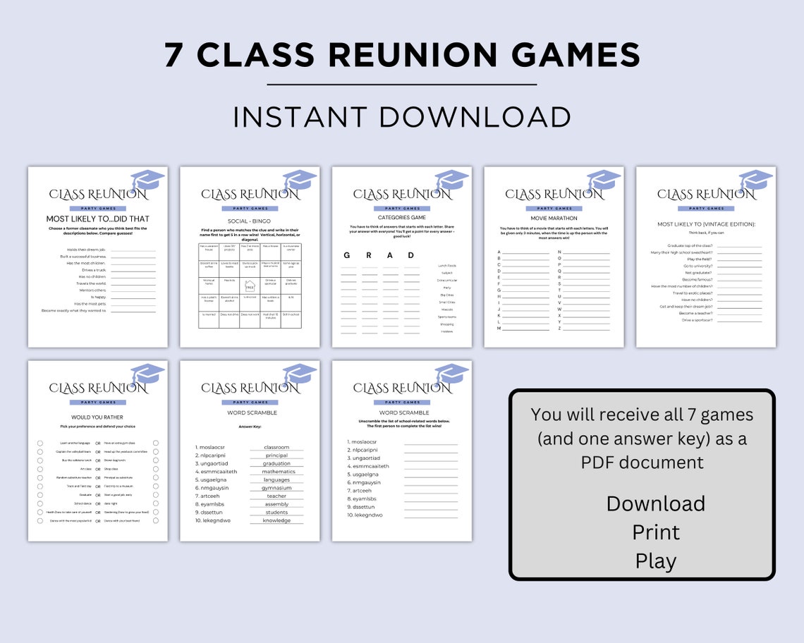 Class Reunion Games, High School Reunion Icebreaker - Etsy